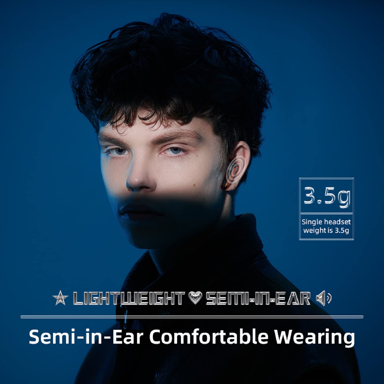 Xmenha True Wireless Earbuds Bluetooth 5.3 Metal in-Ear Headphones Gaming Cordless Ultra-Low Latency Cool Mecha Earphones TWS Stereo Ear Buds for iPhone Android PC (Winter-Blue)