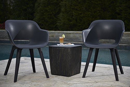 Keter Resin Luzon Outdoor Table with Extra Hidden Storage for Cushions and Patio Decor, Brown Wood Look