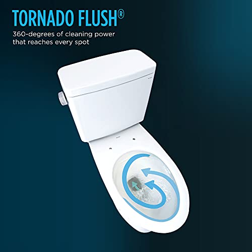TOTO Drake Two-Piece Elongated 1.28 GPF TORNADO FLUSH Toilet with CEFIONTECT, Cotton White - CST776CEG#01