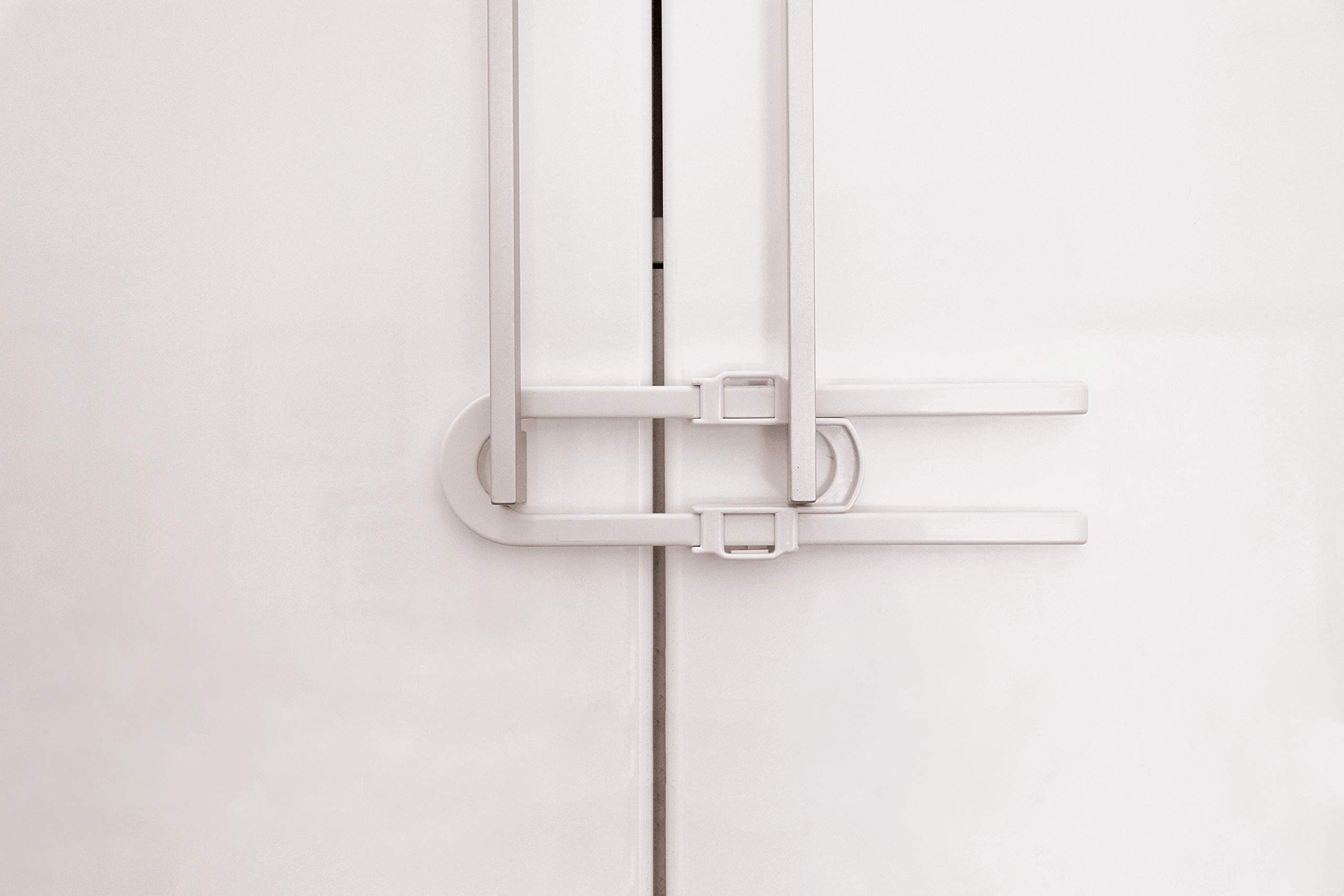 Little Chicks U-Shaped Baby Safety Glide Lock - Adjustable Childproof Cabinet Latches for Kitchen Cupboard - Suitable for Babyproofing Cabinets Knobs & D-Handles