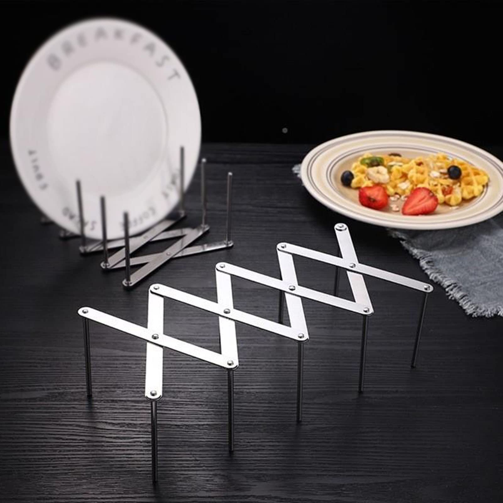 Kitchen Shelves,Stainless Steel Pots and Pans Organizer Rack, 4 Card Slots Space Saving Pot Lid Holder, Cutting Board Stand, for Kitchen Storage, Retractable