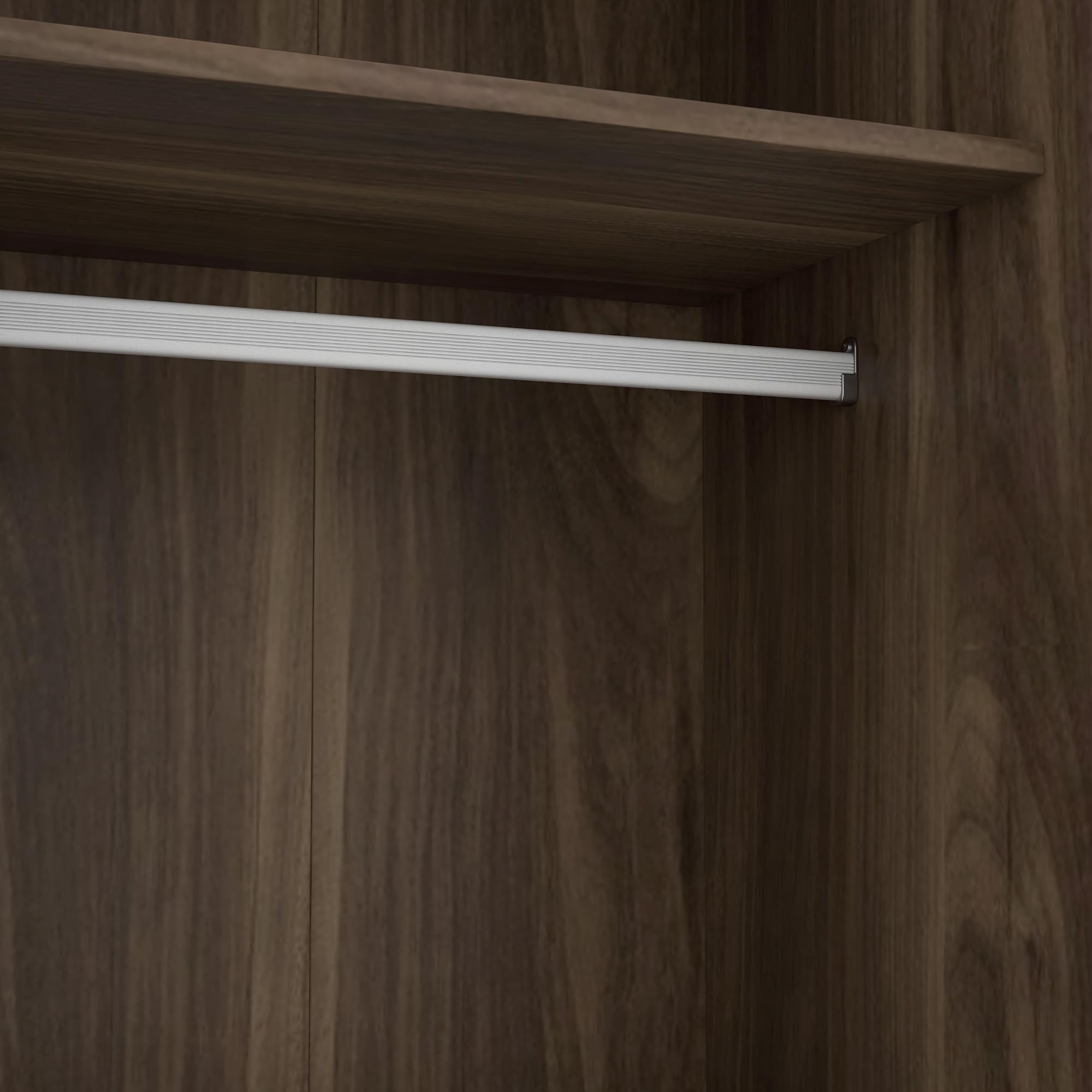 Lifeand Modern 3-Door Shutter Wardrobe with Shelves and Hanging Area, Spacious and Organized Closet Bedroom Armoires, Walnut