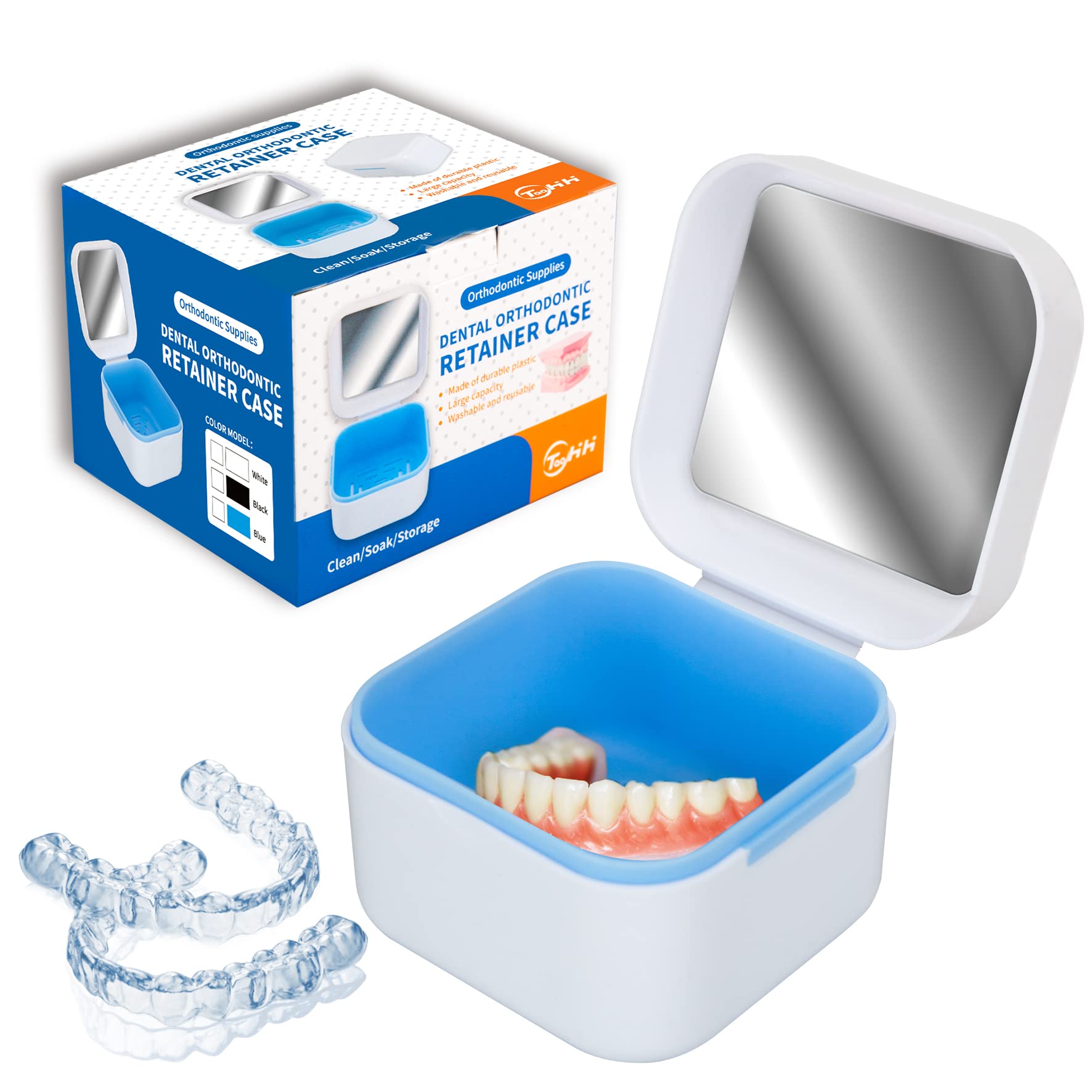 TAOHIHI Retainer Case,mouth guard case, cleaning crystals,mouth guard case, Aligner -black