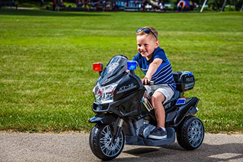 Kid Trax Police Rescue Motorcycle 6V Battery-Powered Ride-On Toy Black
