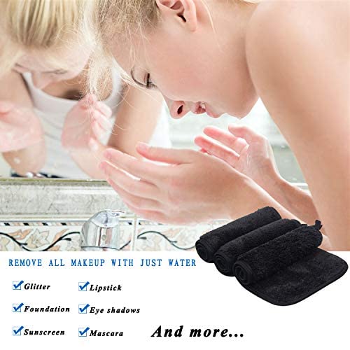 KinHwa Reusable Makeup Remover Cloths Soft Microfiber Face Cleansing Cloth Magically Remove Cosmetics Only with Water 6inch x 12inch 6 Pack White