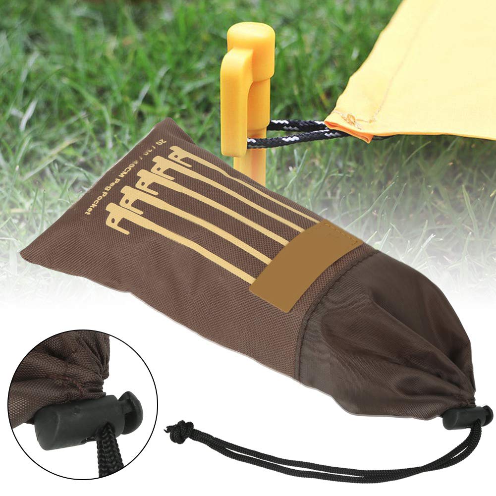 Keenso Heavy Duty Ground Pegs, 2pcs Portable Camping Nail Bag Heavy Duty Tool Pouch Outdoor Tent Nail Hammer Stake Storage Bag