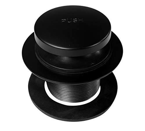 Westbrass D931K-62 1-3/8" Fine Thread Tip-Toe Bathtub Drain Plug Trim Set with One-Hole Overflow Faceplate and 1-1/2" Adapter Bushing, Matte Black