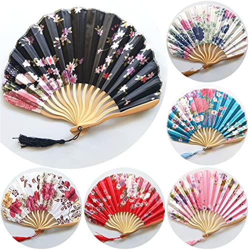 NFEGSIYA Folding Fan Chinese Style Hand Held Fans Pattern Silk Folding Fans Handheld Wedding Hand Fan Cool Flower Fan (Color : Green)