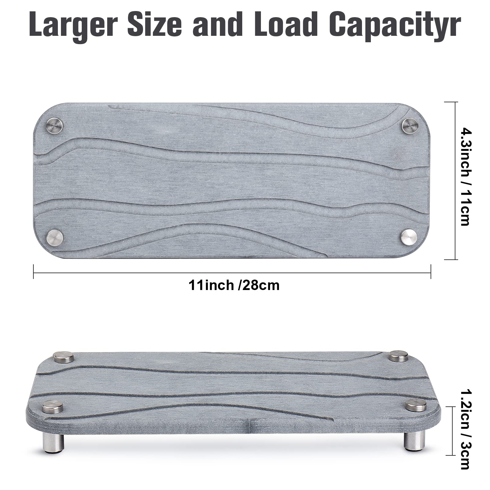 Kitchen Sink Caddy, Water Absorbing Stone Tray for Sink, Dries Instantly Kitchen Sink Organizer with Stainless Steel Feet Sink Tray for Soap Water Bottles Candles Protection Modern Home 2PCS