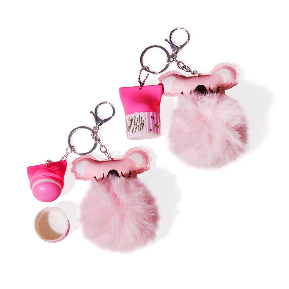 MU Kids Fruity Flavored Lip Balm with Keychain, Portable Lipstick with Plush Keychain Doll - Koala