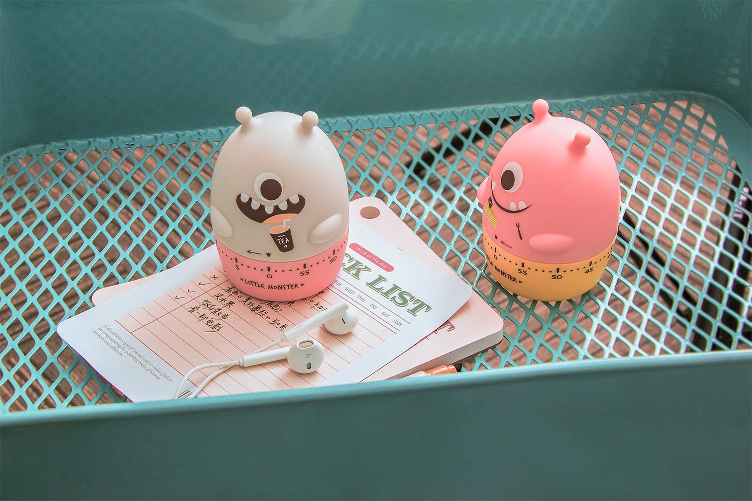 Ranvi Timer Small Monster Type Time Manager Mechanical Kitchen Timer, Suitable for Kitchen, Study, Daily(Gray)