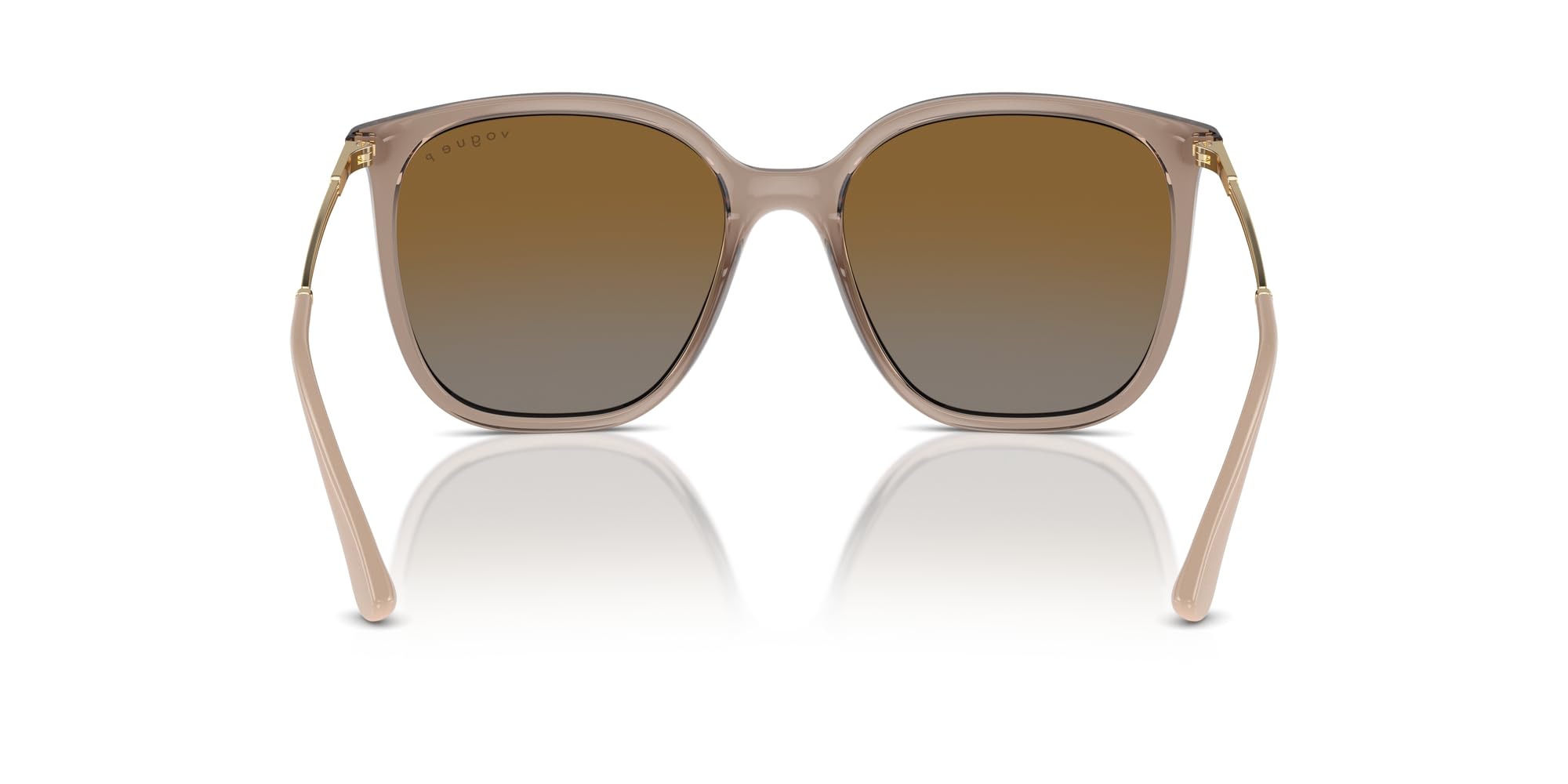 Vogue Eyewear Woman Sunglasses Transparent Brown Frame, Grey Gradient Brown Polarized Lenses, 54MM