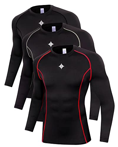 Milin Naco Compression Shirts for Men Long Sleeve Compression Undershirts Dry Fit Compression Shirt Baselayer Rash Guard