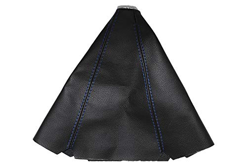 LIHNGAUTO Universal Auto Manual Gear Shift Knob Boot Dust Cover,Made of Black Pu Leather with Red Seams and Blue Seams (Blue)