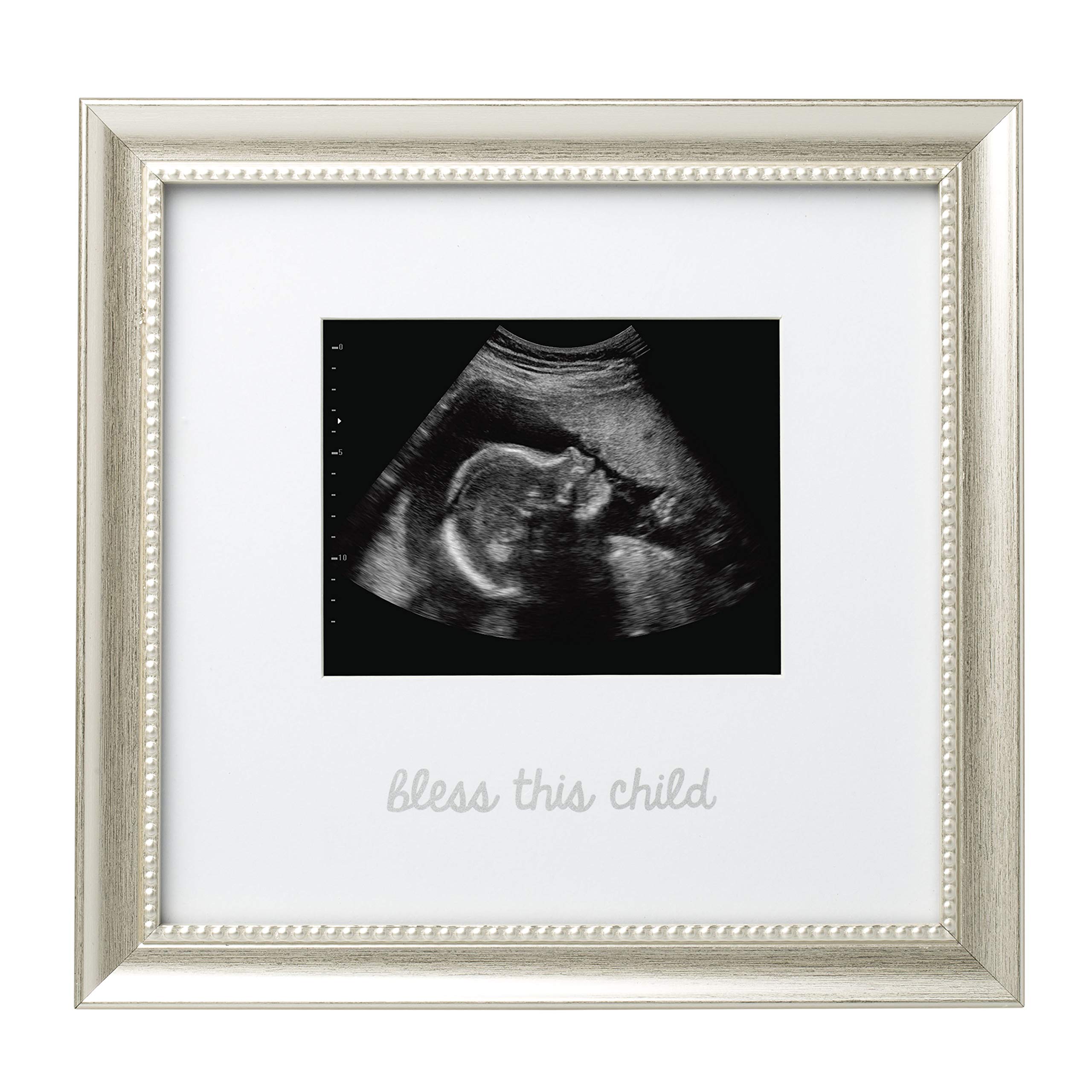 Lil Peach Photo, Bracelet, and Sonogram Frame, Makes Perfect Nursery Décor, Creative Baby Gift, or Addition to Baby Registry, Silver