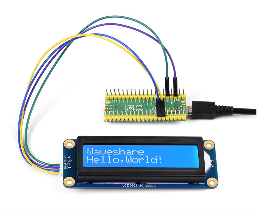 waveshare LCD1602 I2C Module AiP31068 Controller,16x2 Characters LCD Display,White Color with Blue Background 3.3V/5V, for Arduino/Raspberry Pi/Raspberry Pi Pico/Jetson Nano/ESP32/STM32