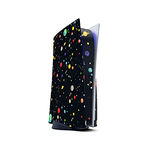 PS5 BLACK Galaxy Skin for PlayStation 5 Console and 2 Controllers, Planets skin Vinyl 3M Decal Stickers Full wrap Cover (Disk Edition)