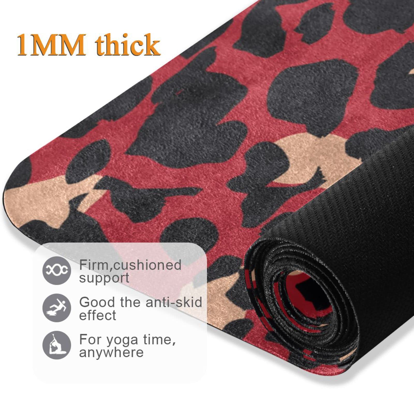 senya Red Leopard Cheetah Print(c3) Yoga Mat Cover, Non Slip Exercise Mat Cover High Performance Grip, Coming with Carry Bag(228vb9a)