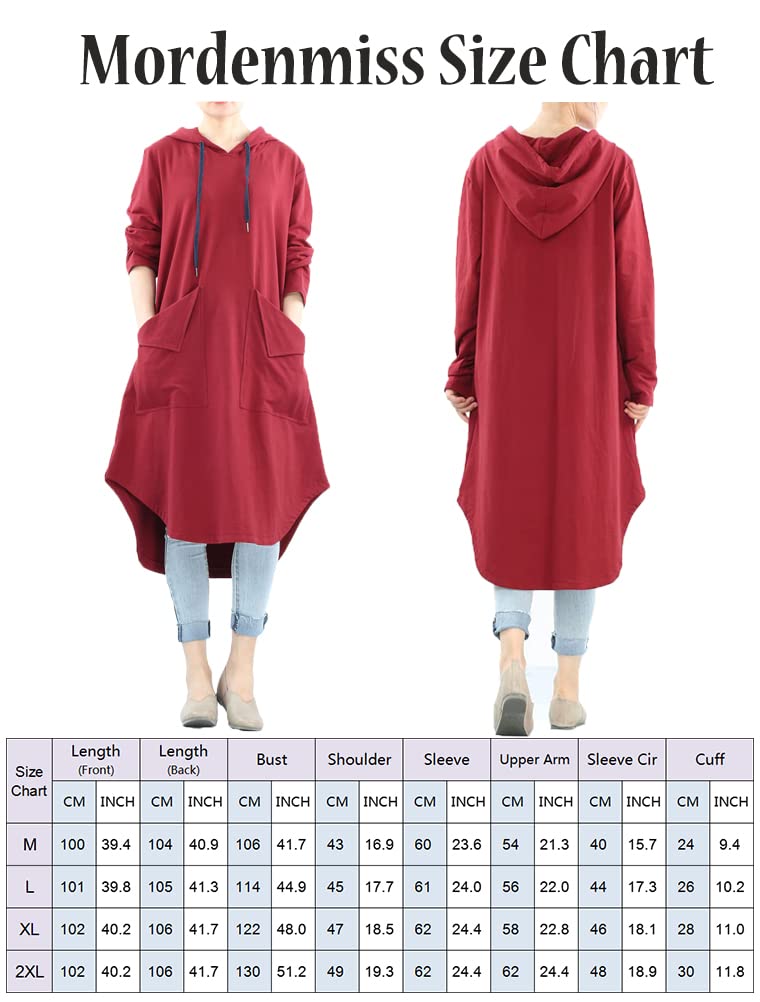 Mordenmiss Women's Sweatshirt Tunic Dresses Long Sleeve Casual Oversized Long Hoodie Pullovers(style 6 Black XL)