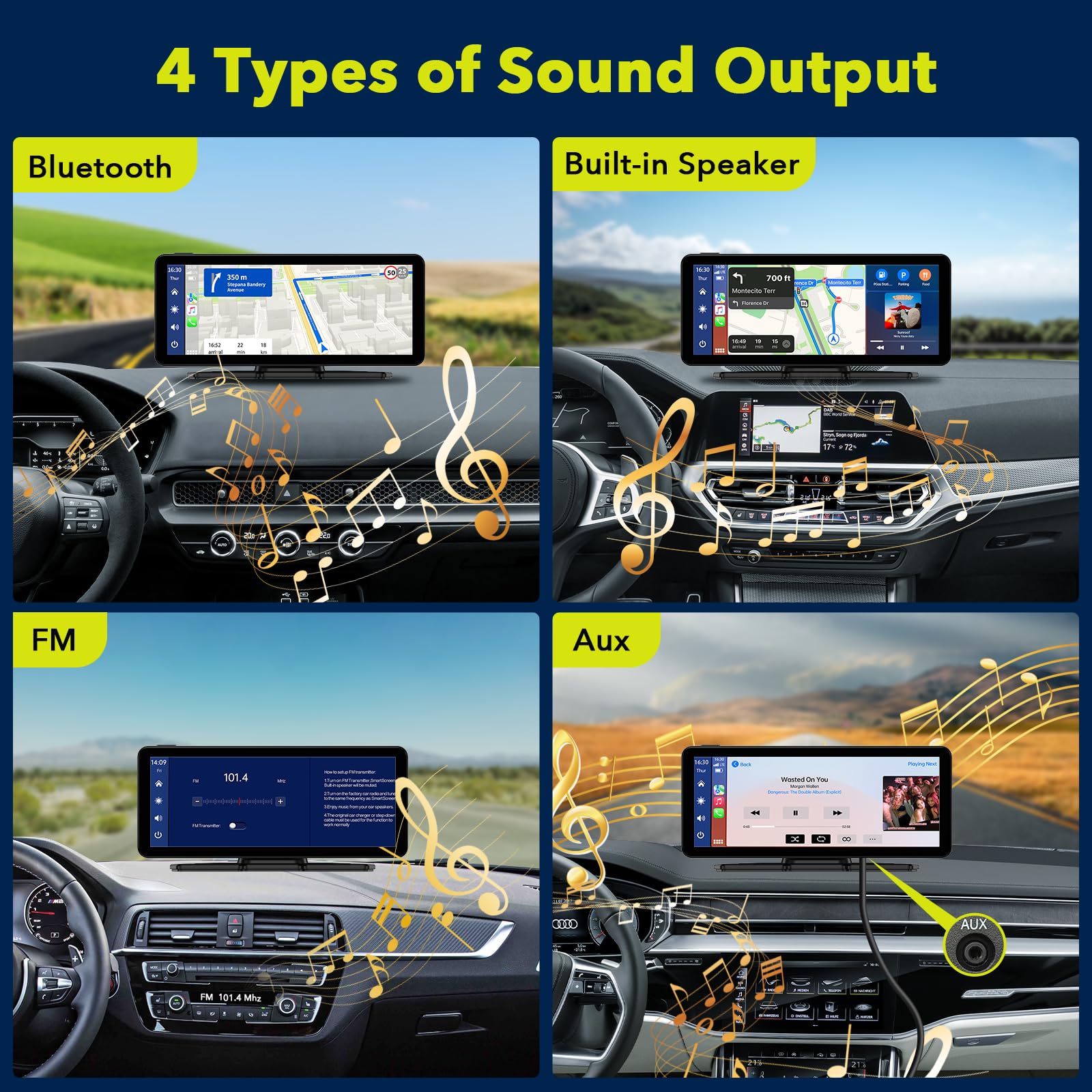LAMTTO Wireless Apple Carplay Car Stereo Portable 6.86" Touch Screen Car Play and Android Auto 1080p Backup Camera Drive Mate GPS Navigation with Mirror Link/Siri/FM/Bluetooth
