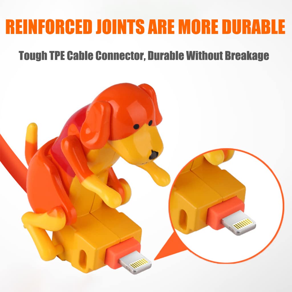 Teursa New One-Touch Stop Funny Moving Dog Charger Cable Stray Dog Charging Cable 4 ft USB Charger Cable (Lightning Cable, White)