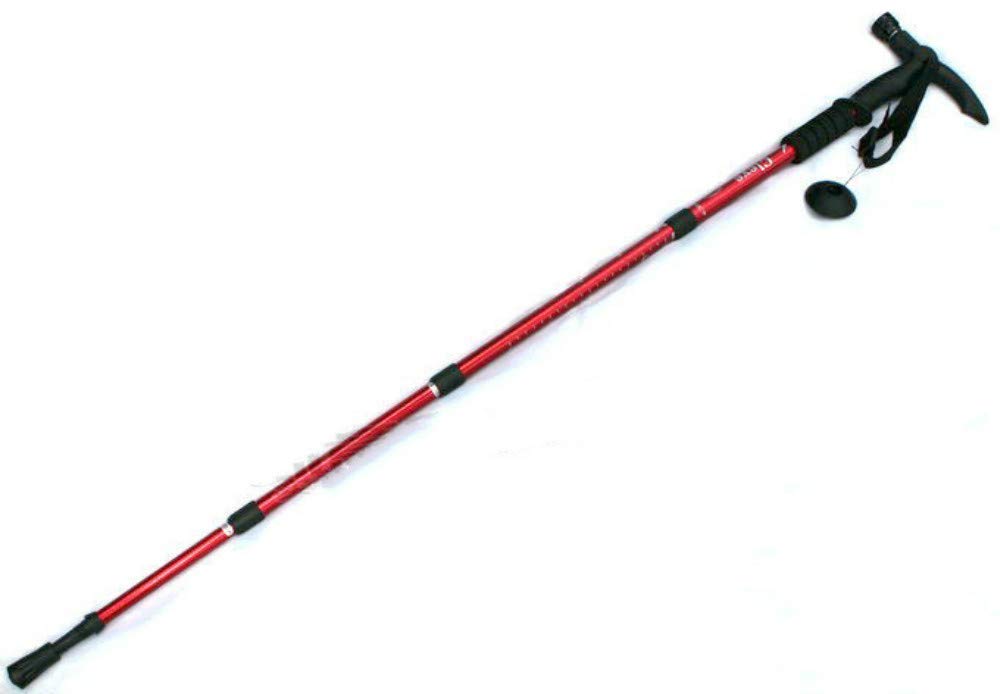 LAOLIU Outdoor Trekking Pole Cane Adjustable Four Section T Handle Aluminum Alloy Telescopic Shock Hiking Walking Stick Cane Nine Lights Trekking Poles Walking Stick