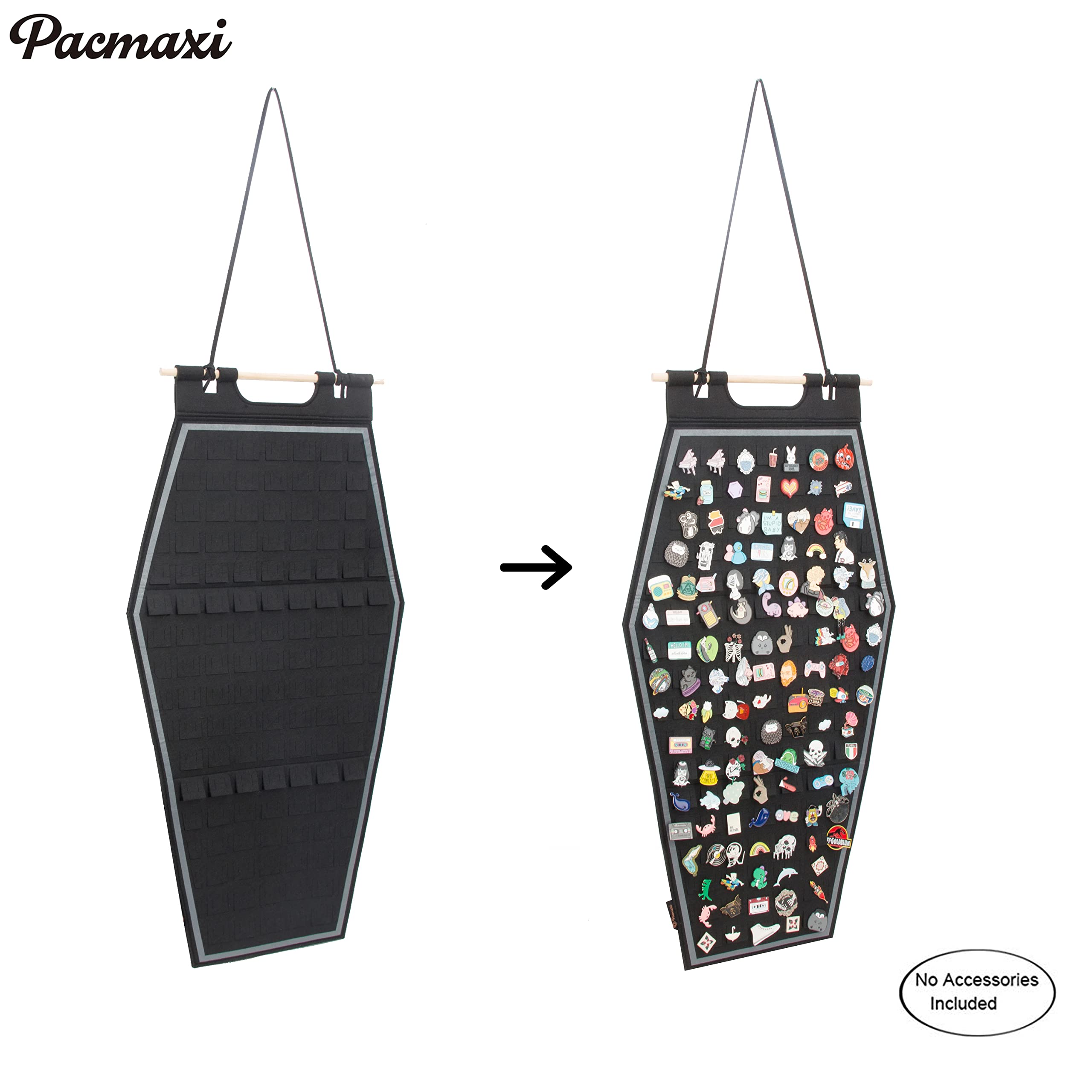 PACMAXI Hanging Brooch Pin Storage Organizer, Hexagon Style Enamel Lapel Pin Holder, Holds Up To 120 Pins(Black)