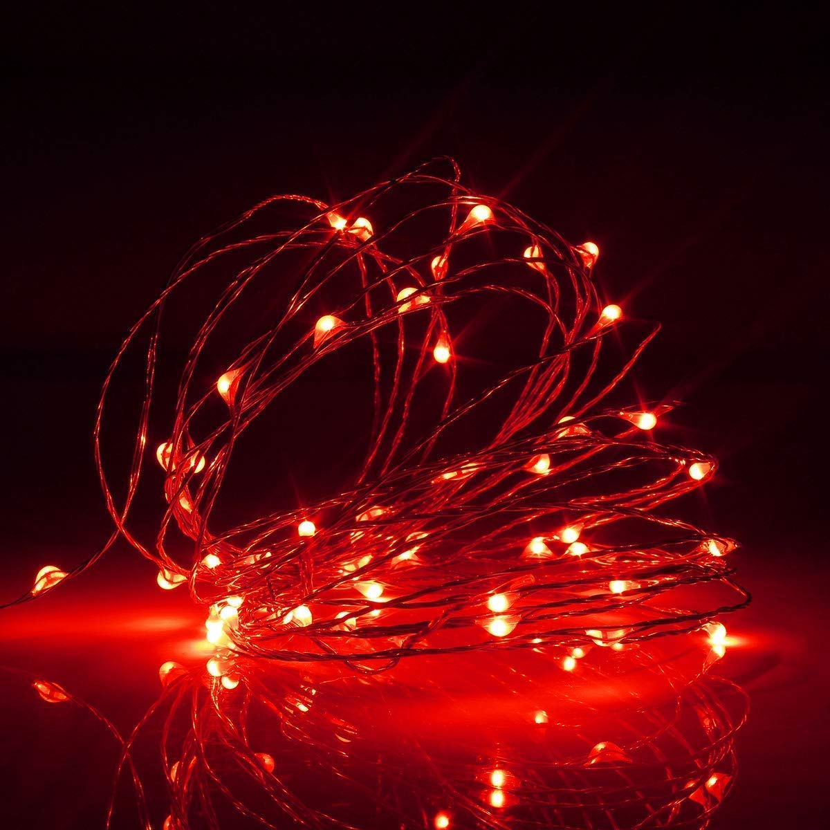 MAOKOT Solar String Lights, 72ft 8 Modes 200 LED Red Solar Fairy Lights, Outdoor Copper Wire Solar Powered String Lights, Waterproof Decorative Lighting for Wedding Homes Christmas(Red)