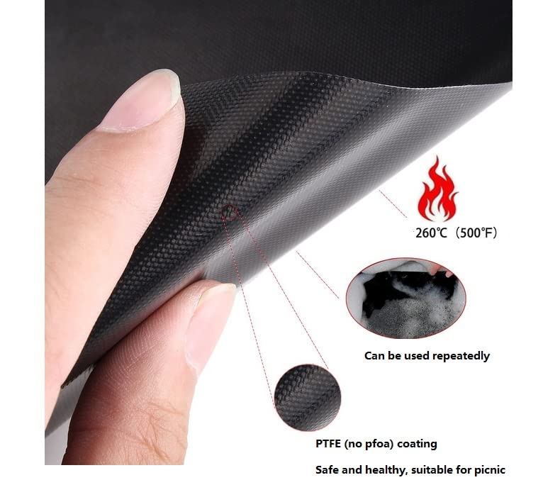 Oven Liner BBQ Grill Mat 40x33cm Non Stick Barbecue Baking Mats Reusable Teflon Oven Liner Sheets Baking on Gas Charcoal Electric Oven Black (2)