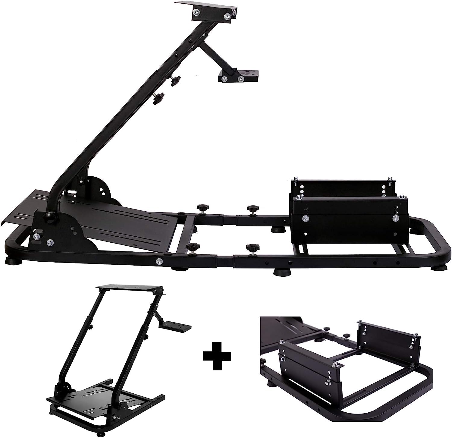 Minneer Robust Racing Simulator Cockpit/Fit for Thrustmaster,FANTEC,logitech G25,G29,G92,G923 /Height Adjustable Gaming Steering Wheel Stand/Wheel&Pedals Not Included