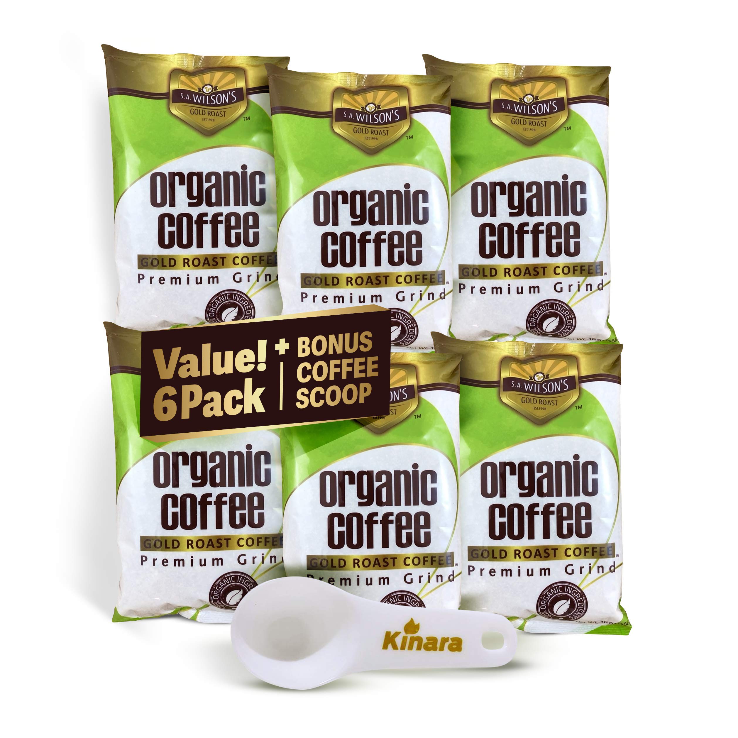 Organic Coffee Enema Coffee Gold Coffee Enema Organic by S A Wilson Enema Coffee 6- PACK With Kinara Coffee Scoop