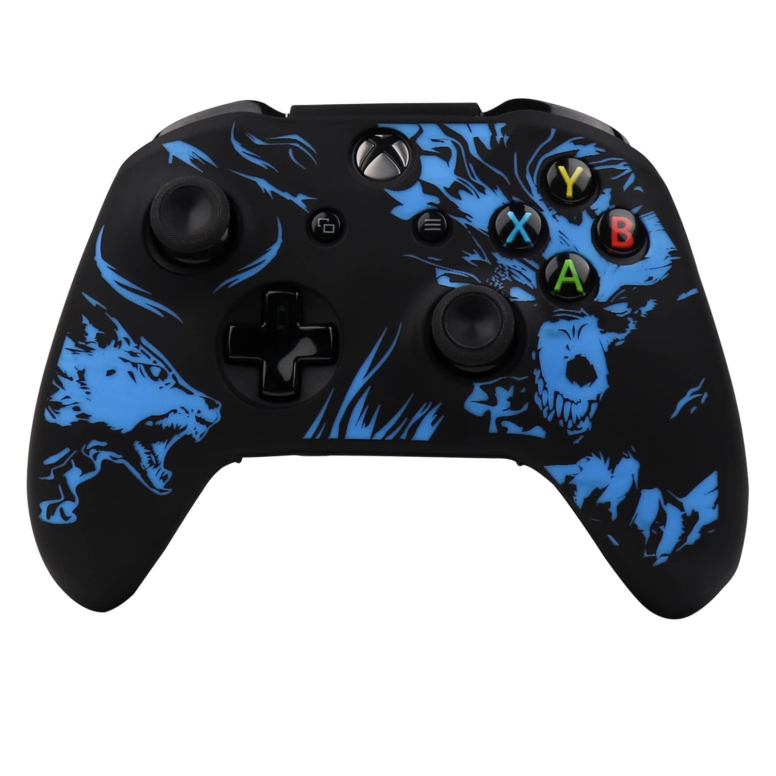 RALAN Customized Laser Controller Skin for Xbox One, Anti-Slip Silicone Controller Cover Protector Case Compatible for Xbox 1 Wireless/Wired Gamepad Joystick with High Thumb Grip x 2,Cap Grips x 2.