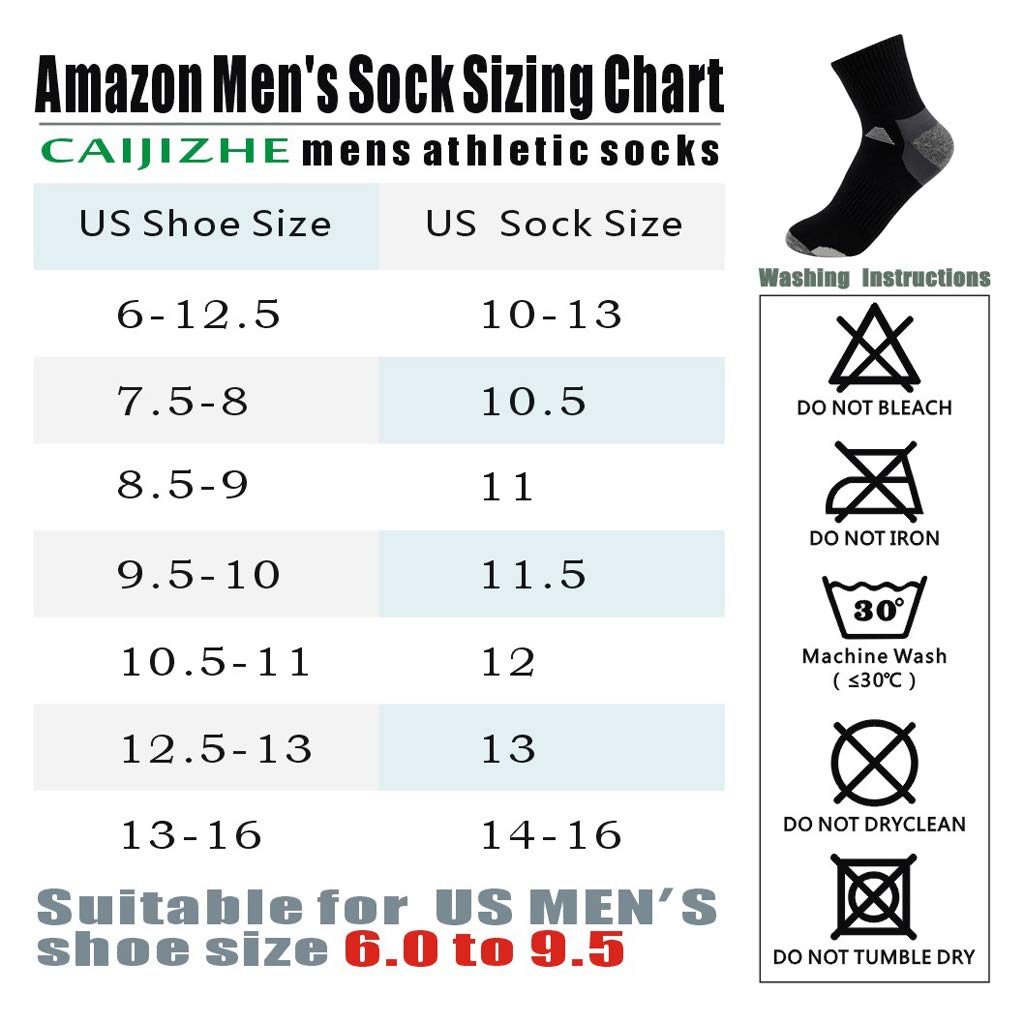 Mens Athletic Crew Socks - Caijizhe 5 Packs Soft Cotton Casual Socks for Hiking, Running, Cycling, Workout, White 1,blue 1,gray 1,black 2