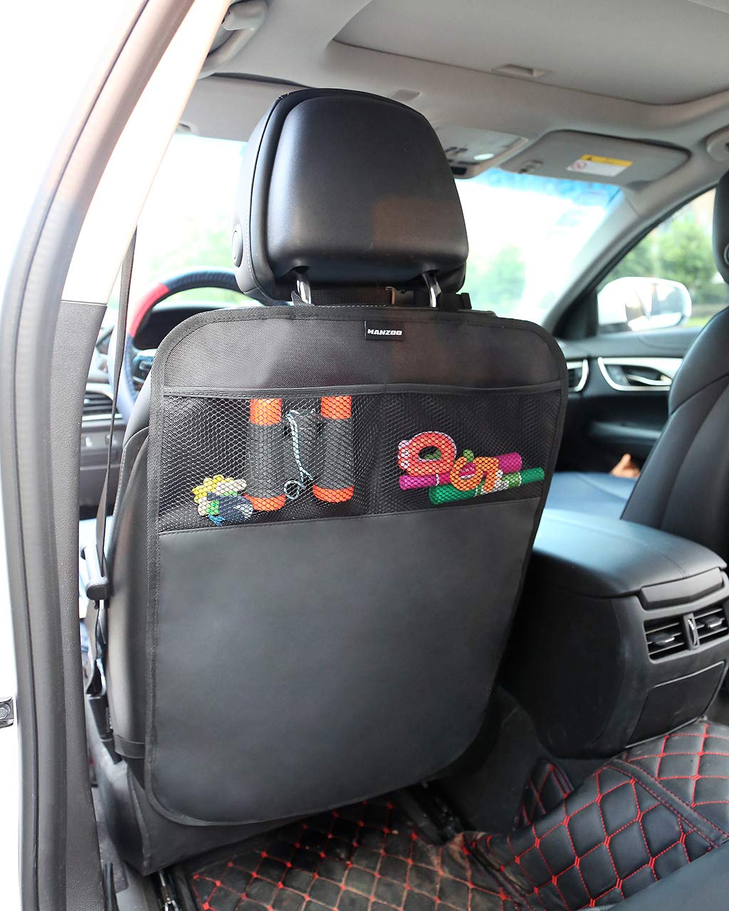 MAMZOO Kick Mats Seat Protector with Organizer - Easy to Clean Backseat Protector with 2 Extra Large Organizer Pockets for Car, SUV, Minivan Or Truck Seats