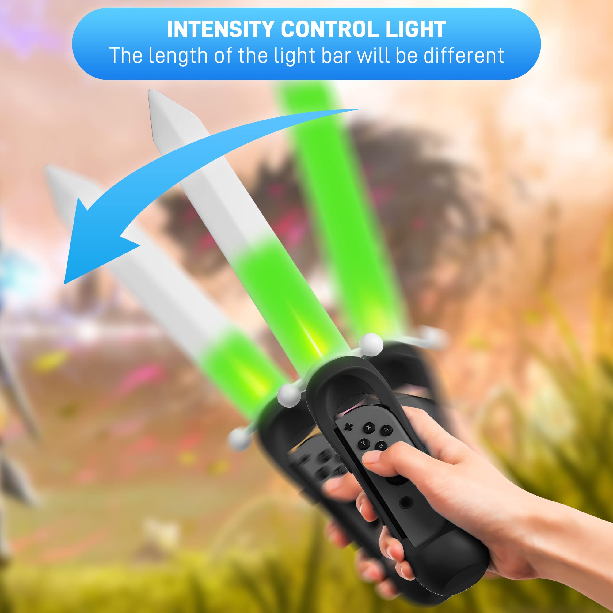 RHOTALL Game Sword for The Legend of Zelda: Skyward Sword HD Compatible with Nintendo Switch and Switch OLED Right Joycon Controller, Game Accessories Handle Grip with LED Design - Black