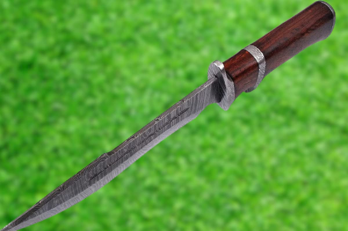 PSK76 - Damascus Hunting Knife, Handmade Full Tang Knife - Wood Handle Knife, Hand Forge
