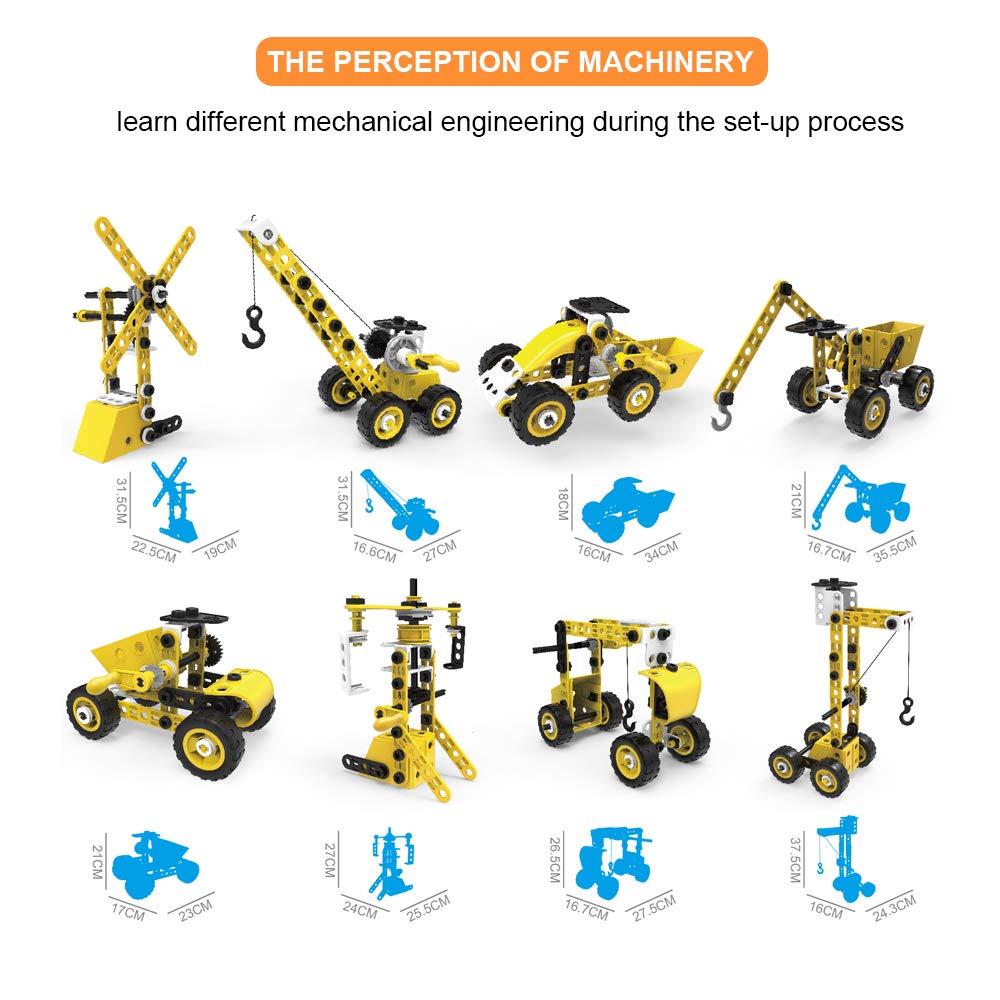 STEM Building Toys for 6+ Years Old Boys and Girls - 8in1 Construction Engineering Building Toy Erector Set for Kids 6 7 8 9 10 Years Old - Educational STEM Toy for Boys Age 8-12 - Fun Birthday Gift
