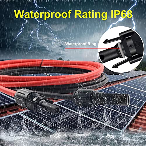 Solar Extension Cable SGANGCAR One Pair(20 Feet 10AWG) Solar Panel Cable with Female and Male Connectors(20FT Red + 20FT Black)