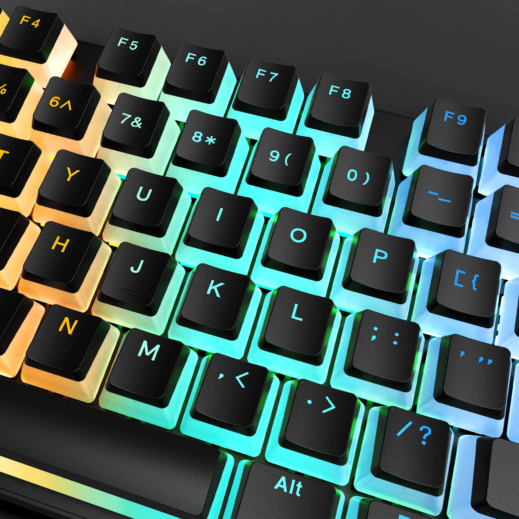 RisoPhy Pudding Keycaps Double Shot PBT Keycap Set for Mechanical Keyboard,OEM Profile with Keycap Puller,Compatible with 104 Keys Full Size,80%,75%,60% Percent Keyboard-Black