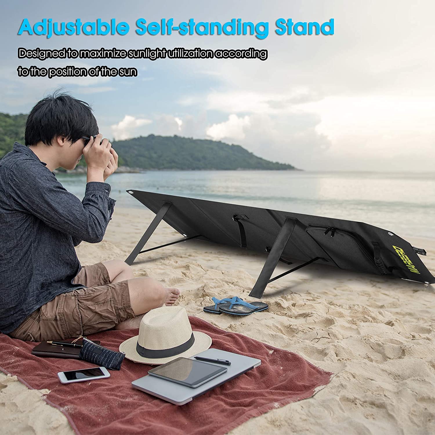 MARBERO Solar Generator 150W Peak Portable Power Station 150Wh with 100W Solar Panel Included with DC, AC, USB A, USB C, Flashlights for Camping, Home, Outdoor, Office, School, Emergency