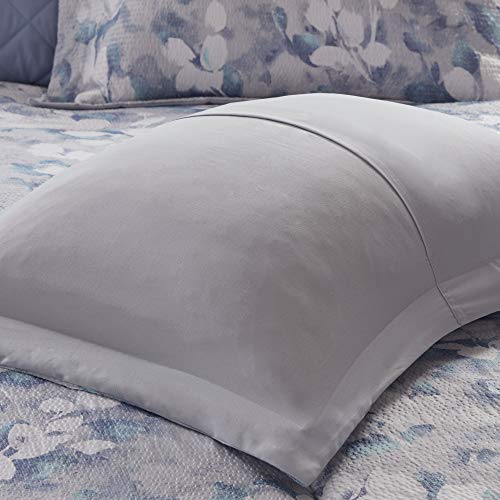 Madison Park Erica Comforter Quilt Combo Set - Modern Luxury Design, All Season Down Alternative Bedding, Matching Shams, Decorative Pillows, Full/Queen(90"x90"), Floral Blue 8 Piece