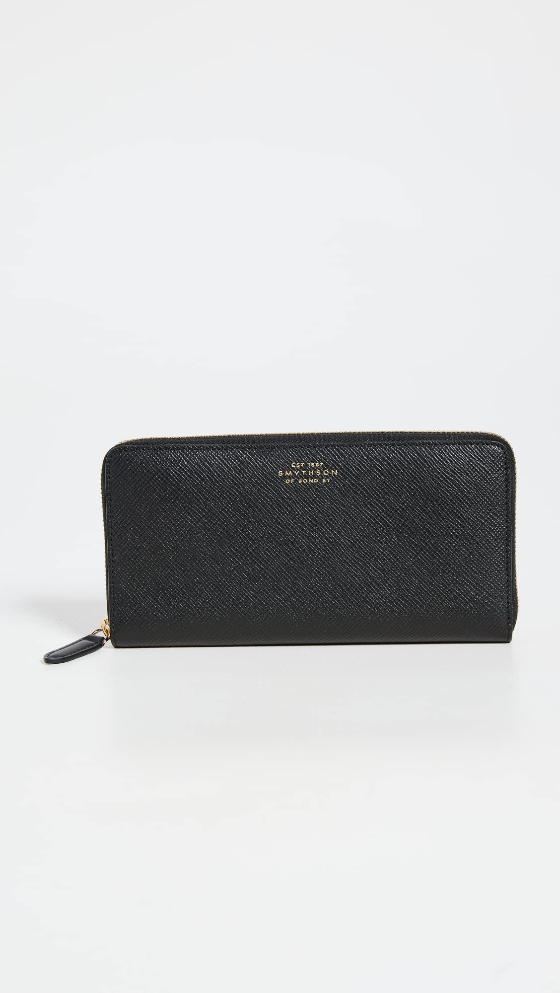 Smythson Women's Large Zip Around Wallet, Black, One Size