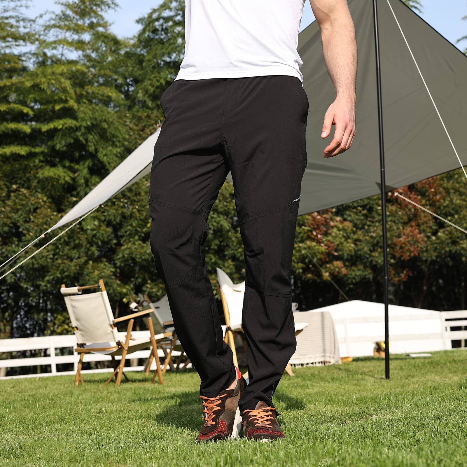 Mens Cycling Bike Pants Quick-Dry Waterproof for Outdoor Mountain Running Hiking Black Large