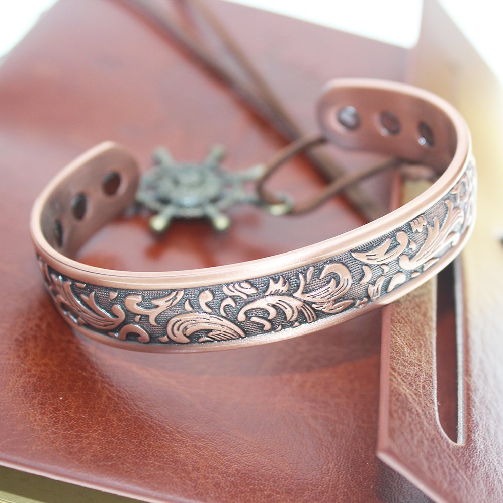 LONGRN-Copper bracelet used for Adjustable Size- a pure copper magnetic bracelet with 6 magnets for men