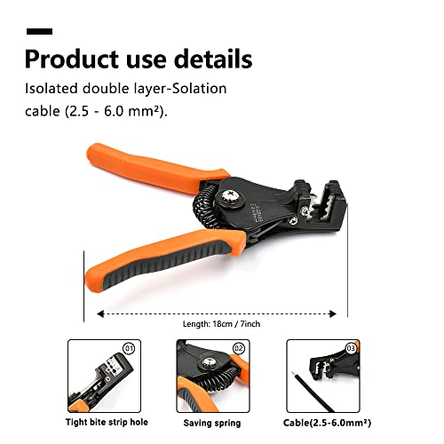 Solar Panel Connector Crimper ToolKit for 14/12/10 AWG Solid Copper Pins, Crimping and Stripping Tools, Spanner Bag for Solar Installation