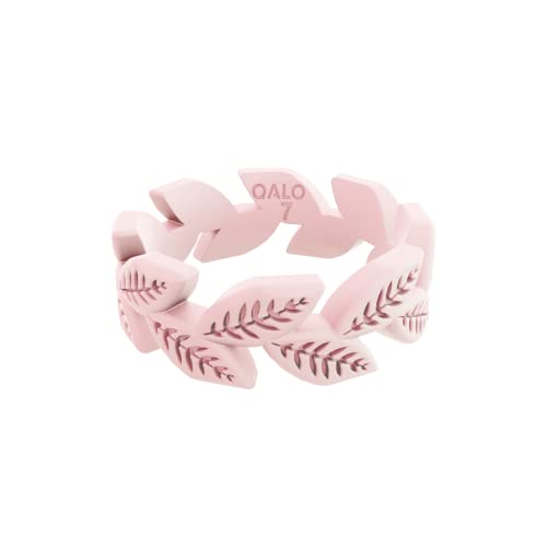 QALO Women's Rubber Silicone Ring, Vine Rubber Wedding Band, Breathable, Durable Engagement Silicone Ring, 5.8mm Wide 1.75mm Thick, Blush, Size 6