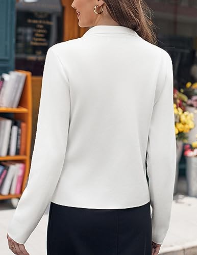 Women Sweater Blazer Jackets Casual Knit Open Front Business Cardigans for Women Blazer Lightweight White L