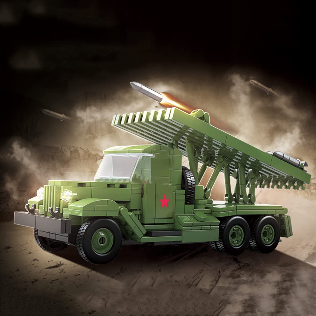 Russian Katyusha BM-13 Multiple Rocket Launcher Tank Building Set, 731 Pieces Military Weapon Tank Building Blocks Tank Compatible with Lego Bricks