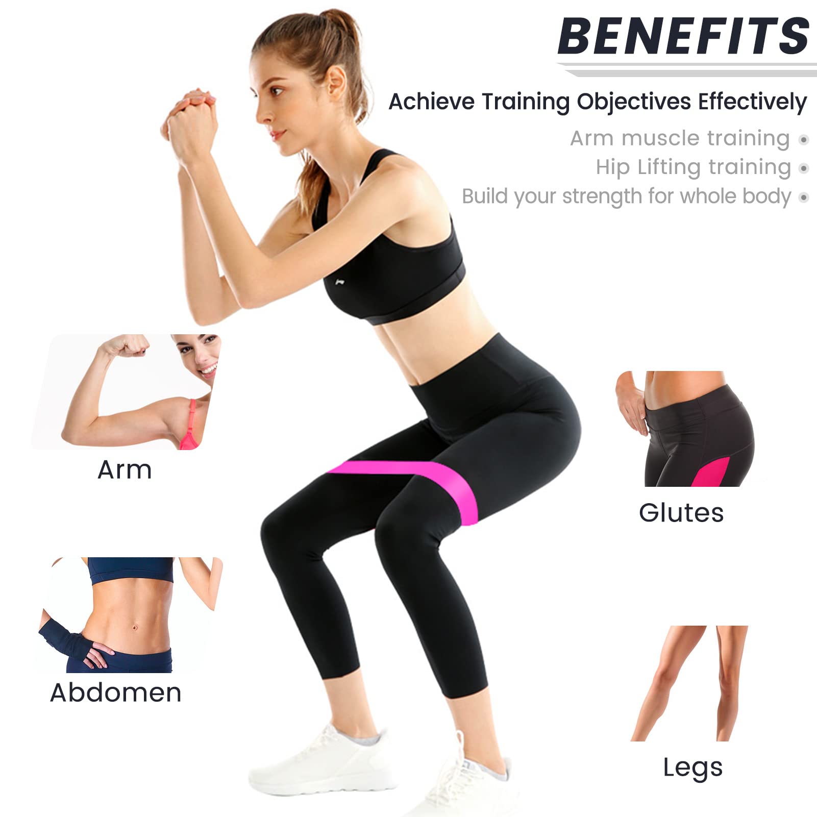 Odlila Resistance Bands, Exercise Workout Bands for Women and Men, 5 Set of Stretch Bands for Booty Legs, Exercise Loop Bands for General Exercise, Stretching and Strength Training(Purple)