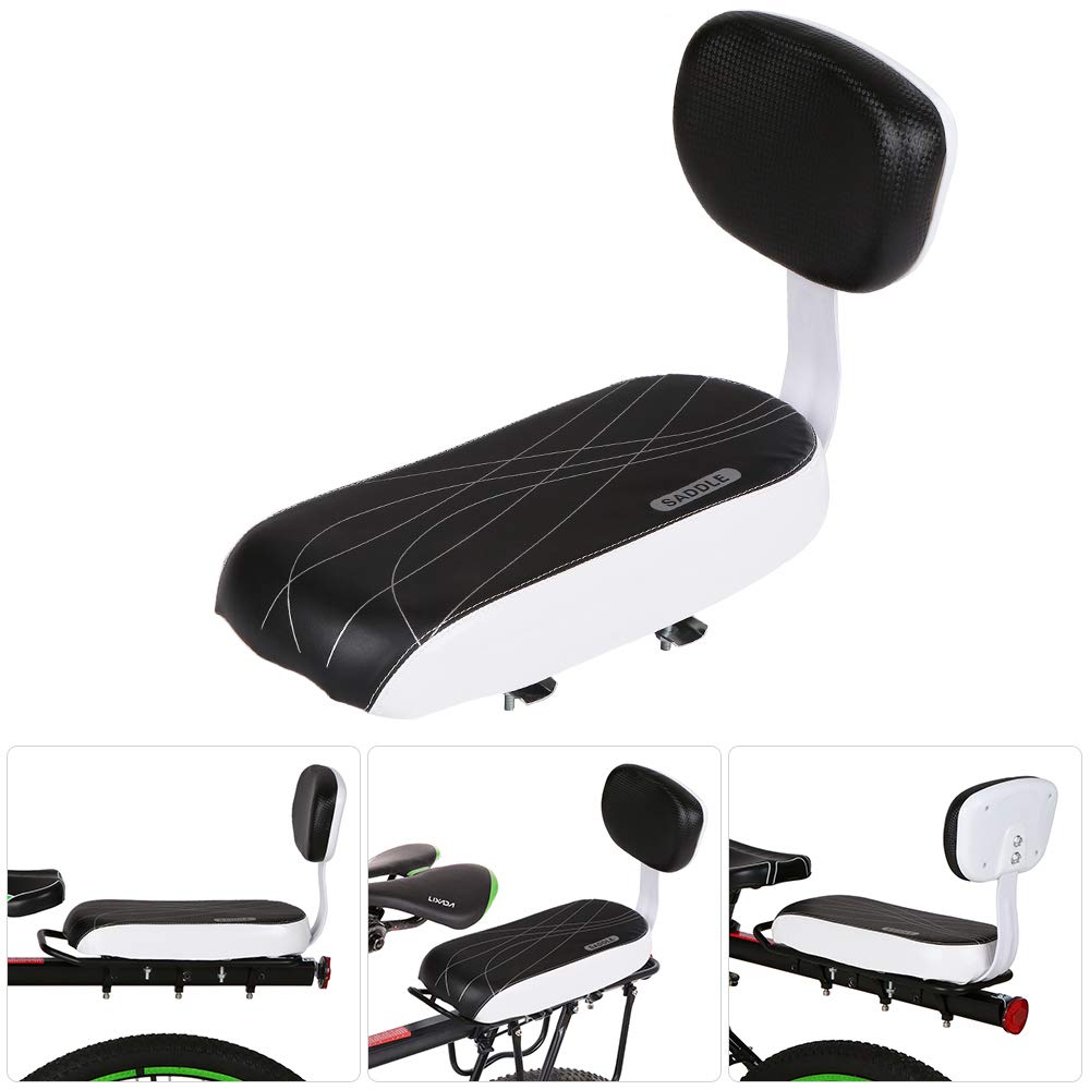 Lixada Bicycle Back Seat Cycling Bike Bicycle MTB PU Leather Soft Cushion Rear Rack Seat Children Seat with Back Rest